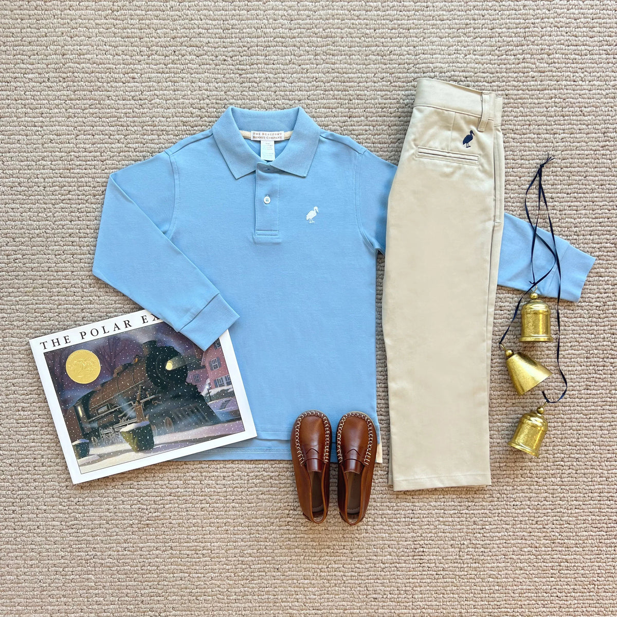 Prim & Proper Polo - Barrington Blue w/ Worth Ave White - Long Sleeve ...